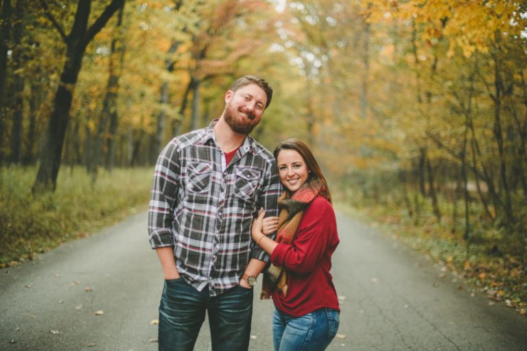 Jessica & Dan | Busse Woods Trail Fall Engagement Photographer - Kate ...