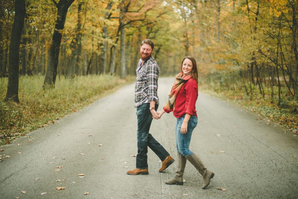 Jessica & Dan | Busse Woods Trail Fall Engagement Photographer - Kate ...