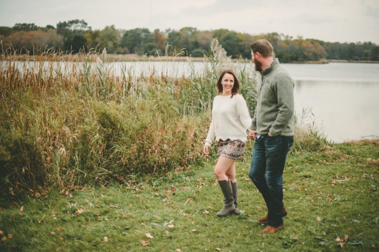 Jessica & Dan | Busse Woods Trail Fall Engagement Photographer - Kate ...