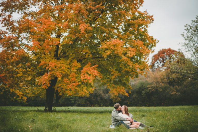 Jessica & Dan | Busse Woods Trail Fall Engagement Photographer - Kate ...